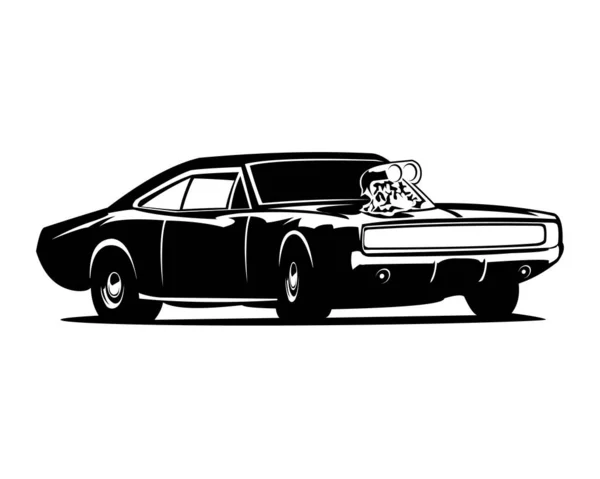 1970S Old Dodge Charger Logo Silhouette Isolated White Background View ...