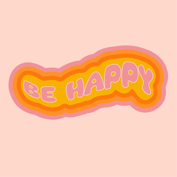 Hand Written Lettering Good Vibes Oval Shape Retro Style 70s Stock