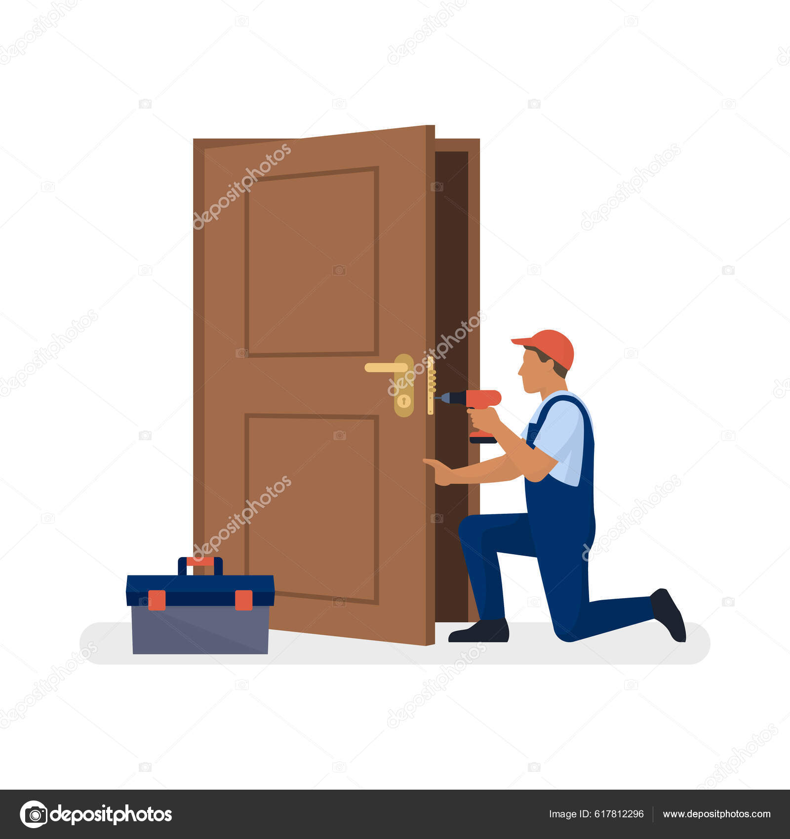 Professional Locksmith Repairing Door Lock Using Professional Tools ...