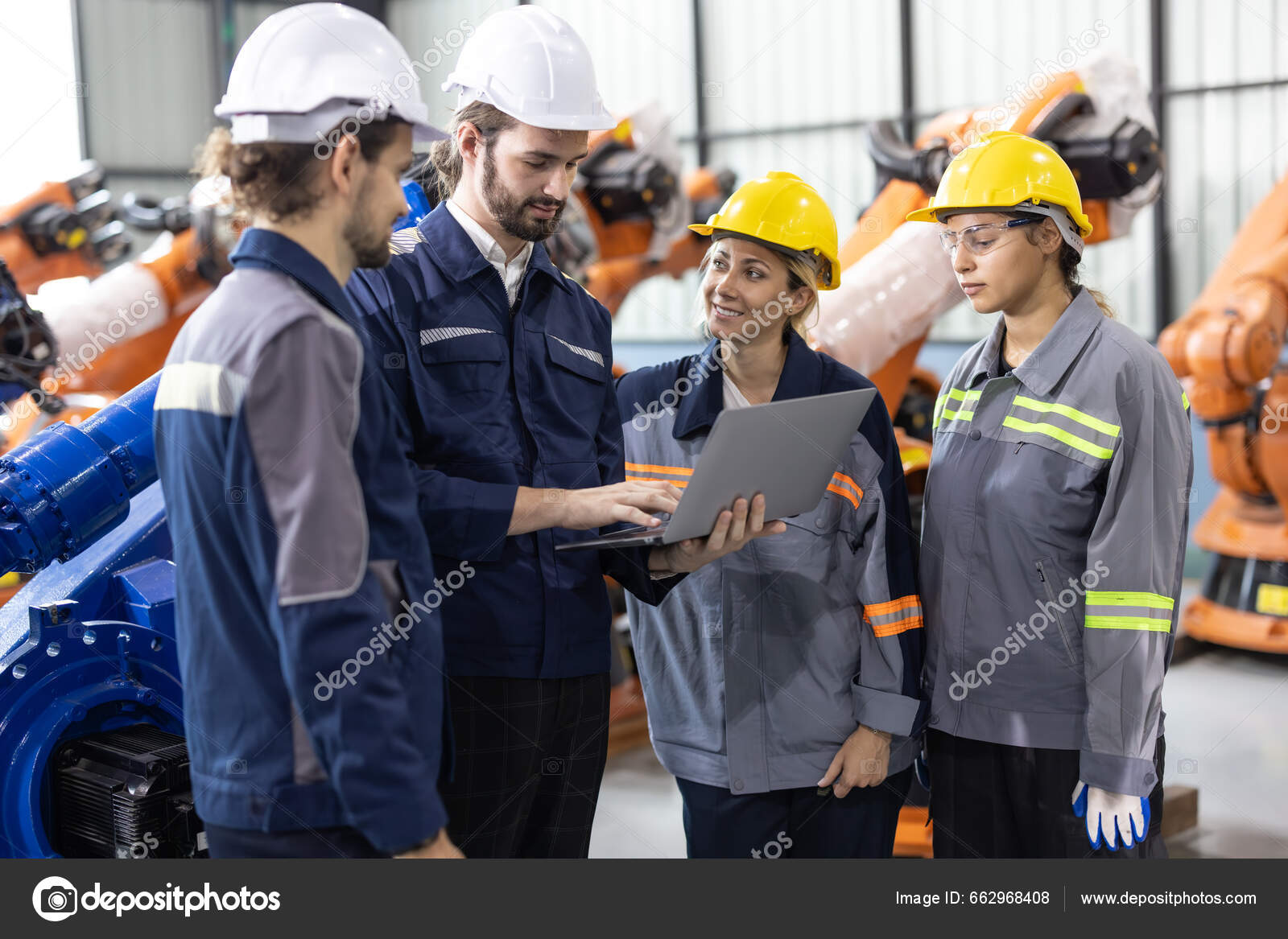 Robotic Technical Functional Teams Work Together Monitor Performance ...