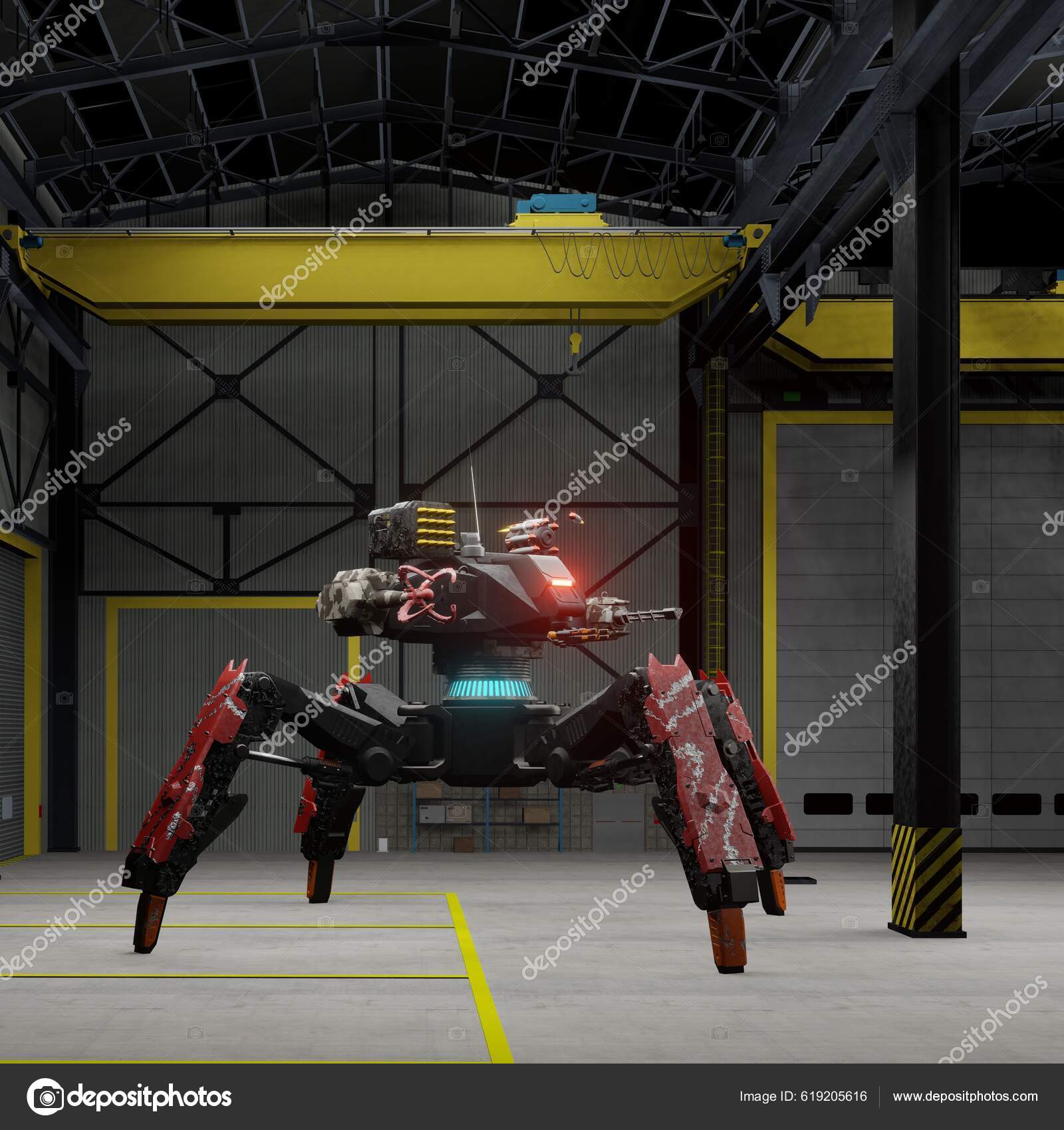 Spider Tank Robot Equipped High Performance Laser Gun Rendering ...