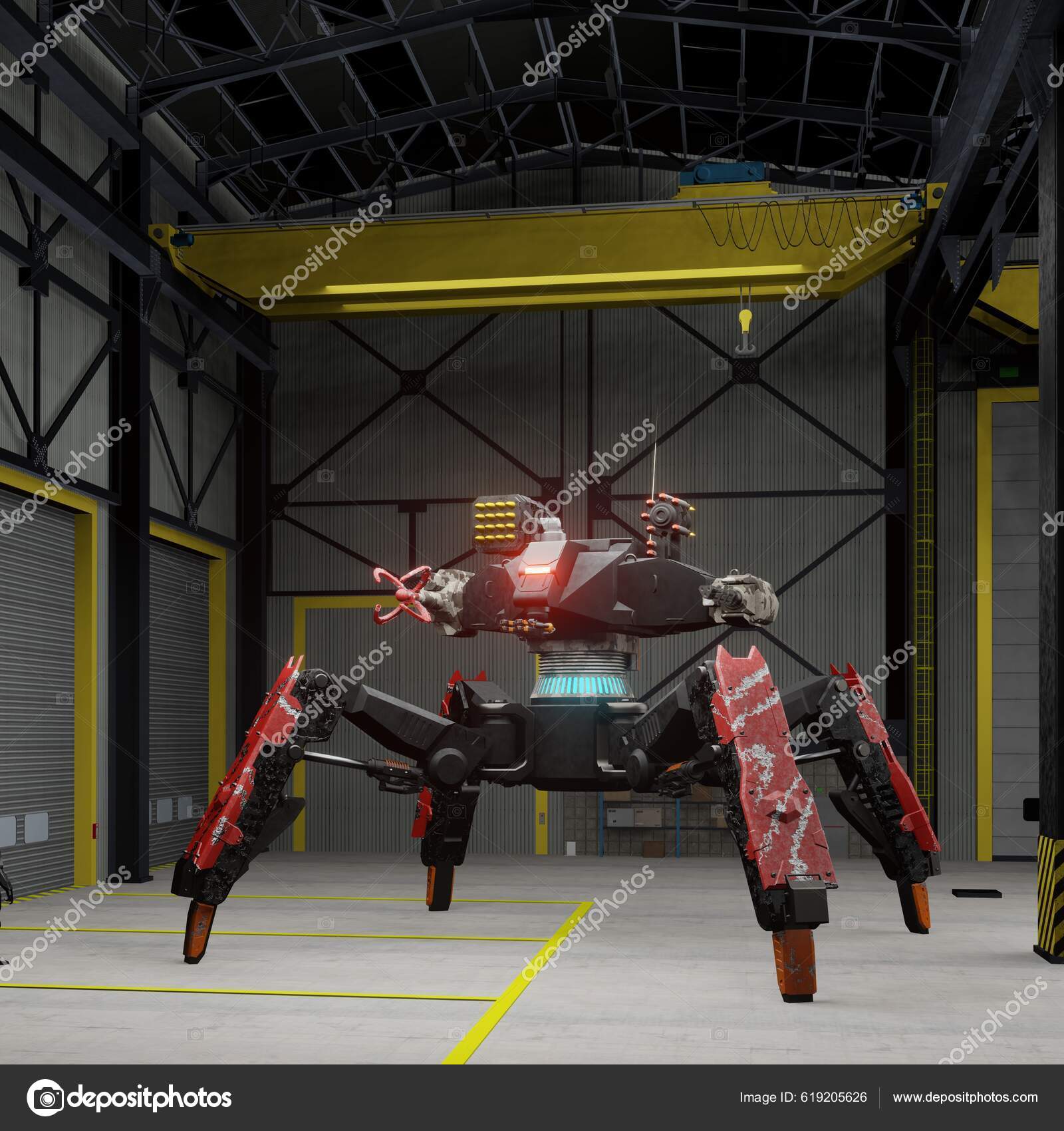 Spider Tank Robot Equipped High Performance Laser Gun Rendering ...