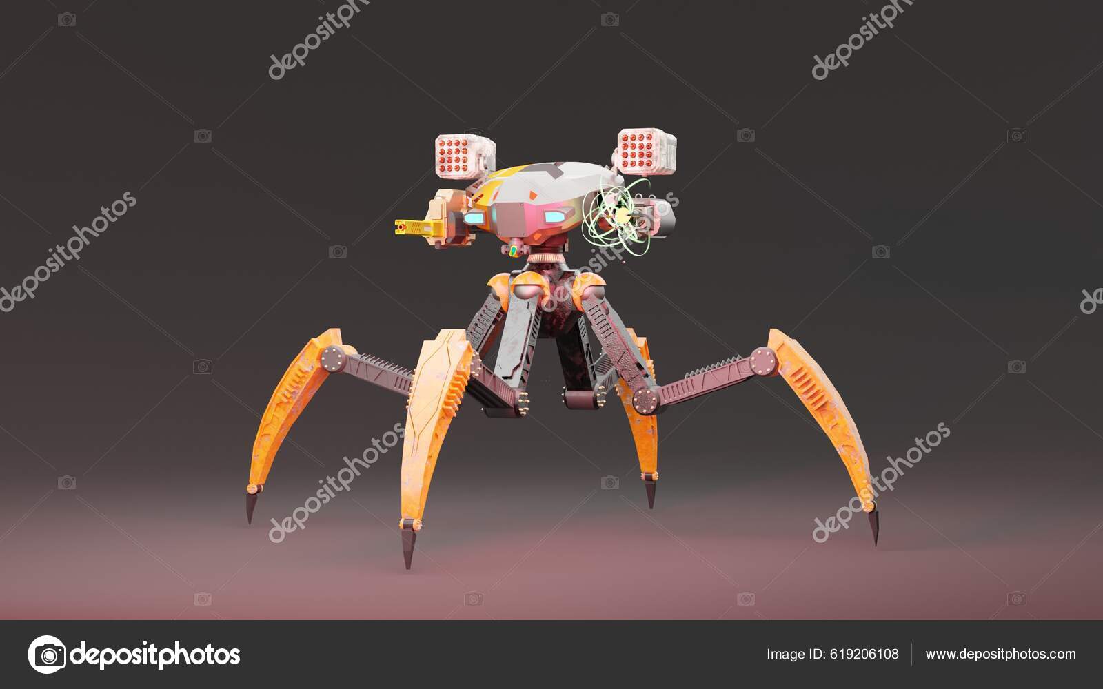 Modern Spider Armed Soldier Sci Robotic Warrior Guns Rendering Stock ...