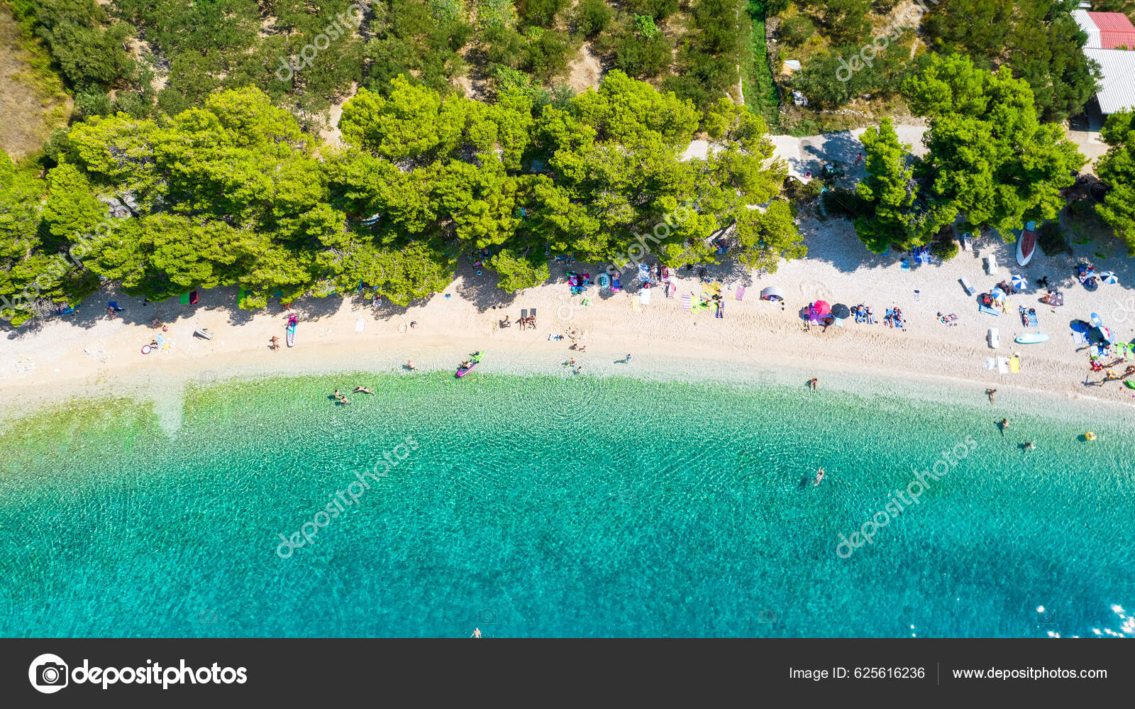 Vista Aérea Praia Brela Punta Rata Makarska Riviera Região Dalmácia ...
