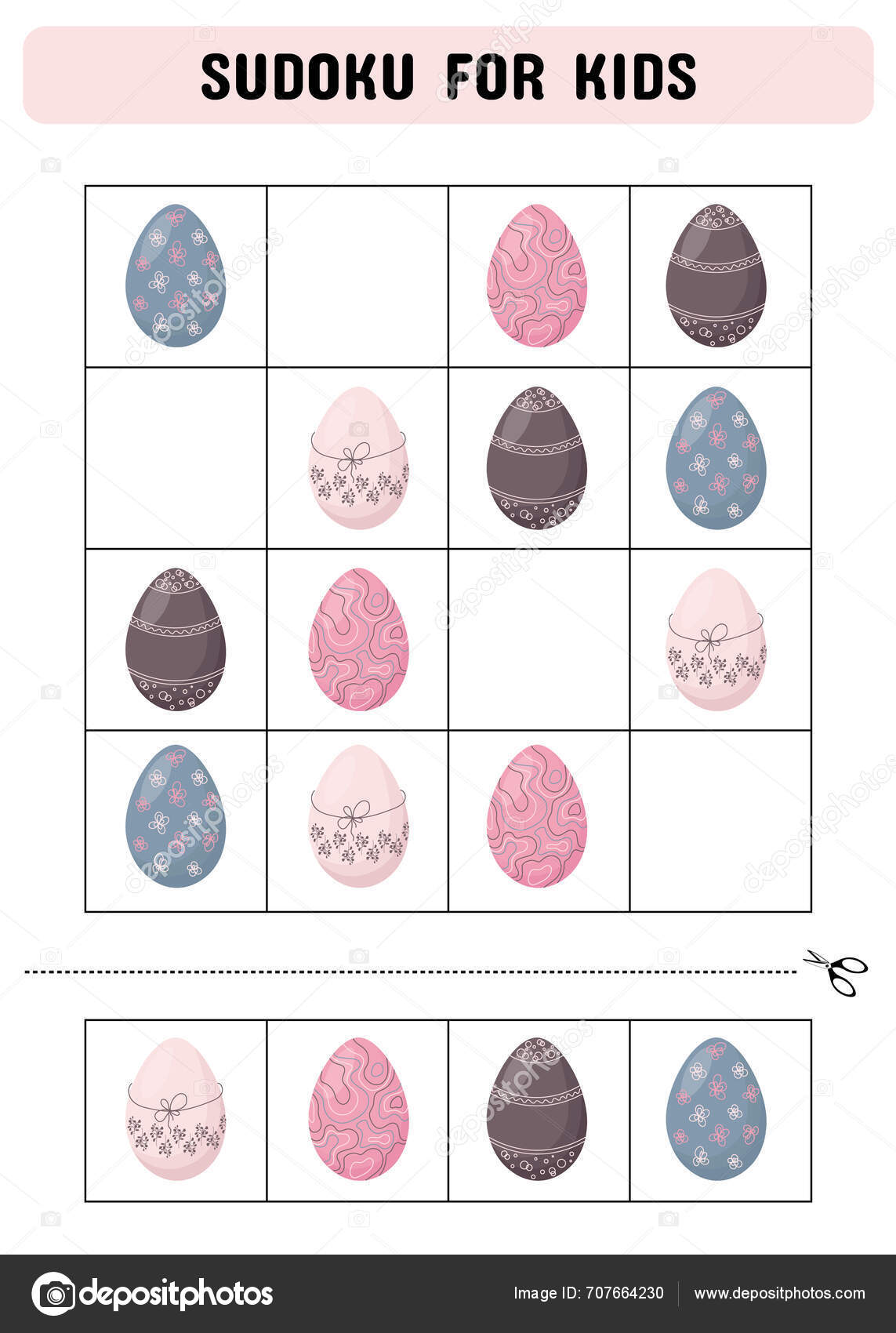 Sudoku Game Kids Easter Eggs Kids Activity Sheet Educational Game Stock ...