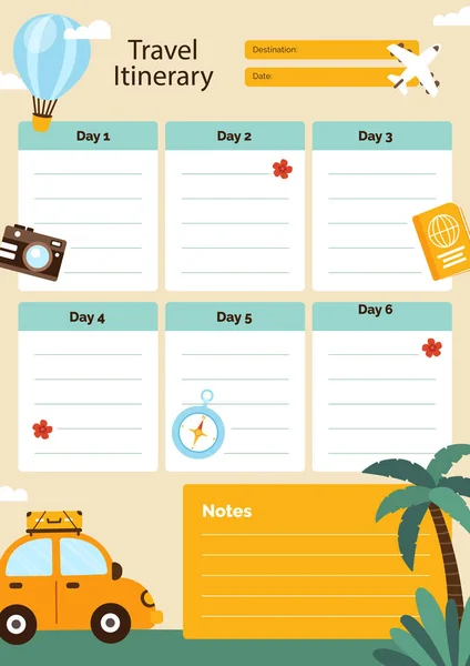 Travel Itinerary Design Template Vector Illustration Stock Vector Image ...