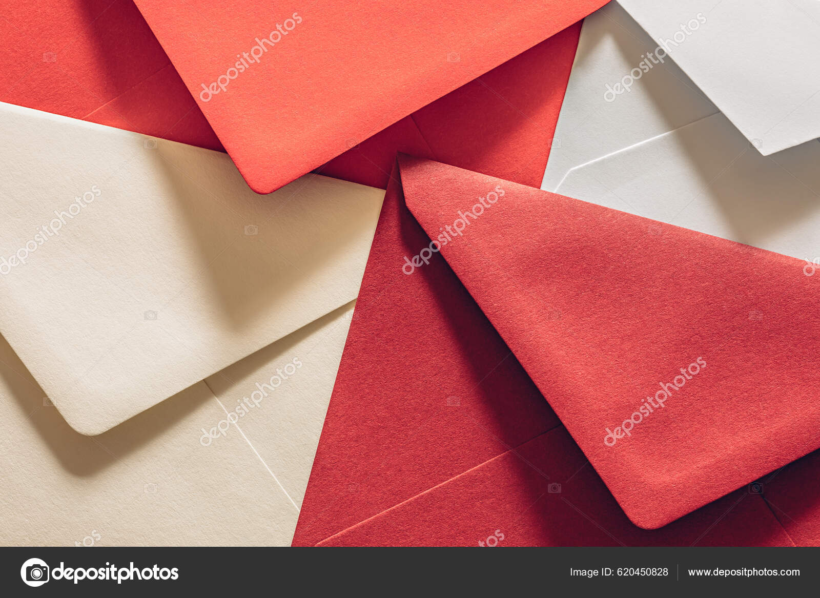 Different Sizes Colors Textured Paper Open Postal Envelopes Symbol ...