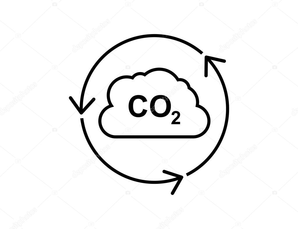 CO2 Nube de dióxido de carbono dentro de las flechas del círculo. Icono ...