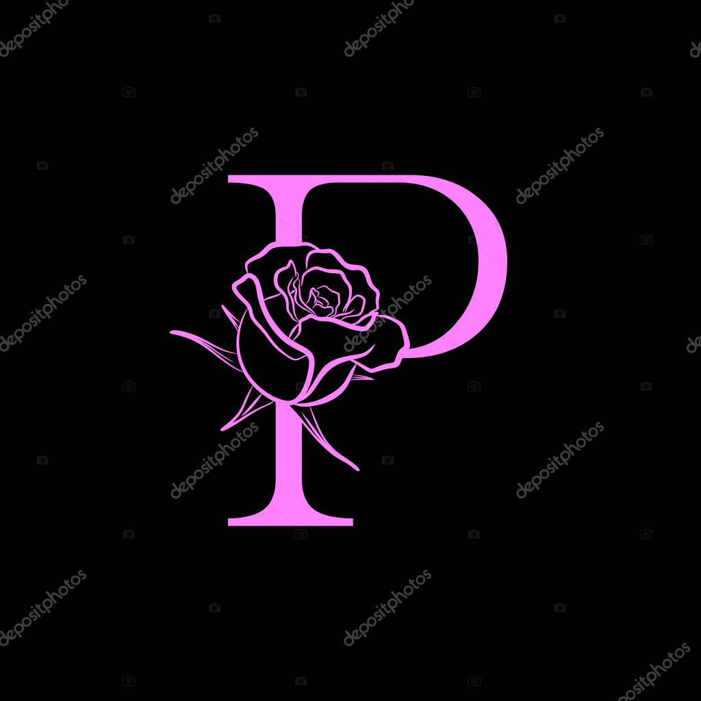 Letter P logo with Rose Flower for beauty and fashion logo. Rose flower ...