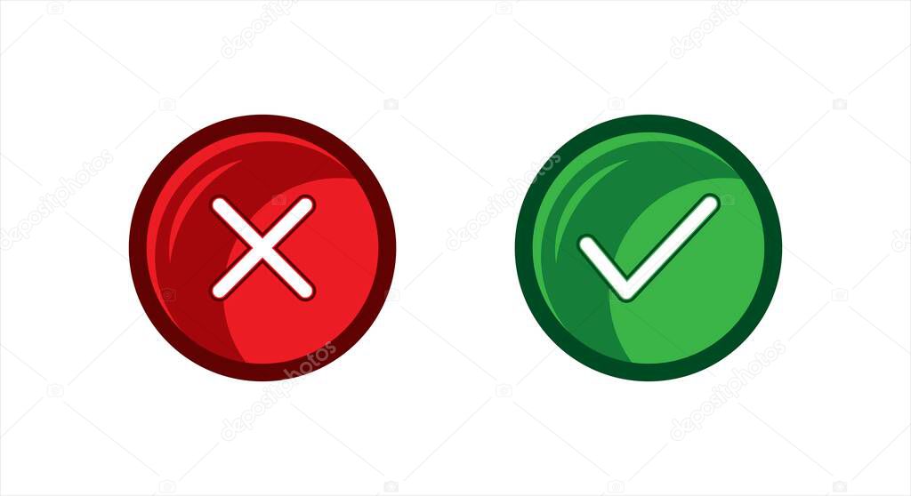 Ilustración vectorial para el botón 3D correcto e incorrecto realista 2023