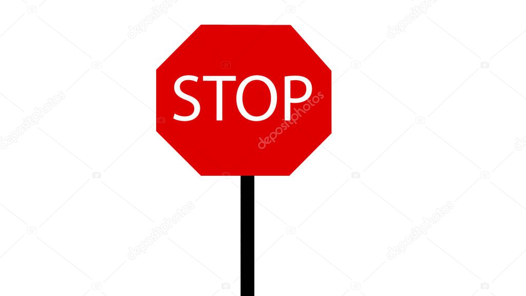 Stop sign vector. Wallpaper. White background. Red stop sign. 2025
