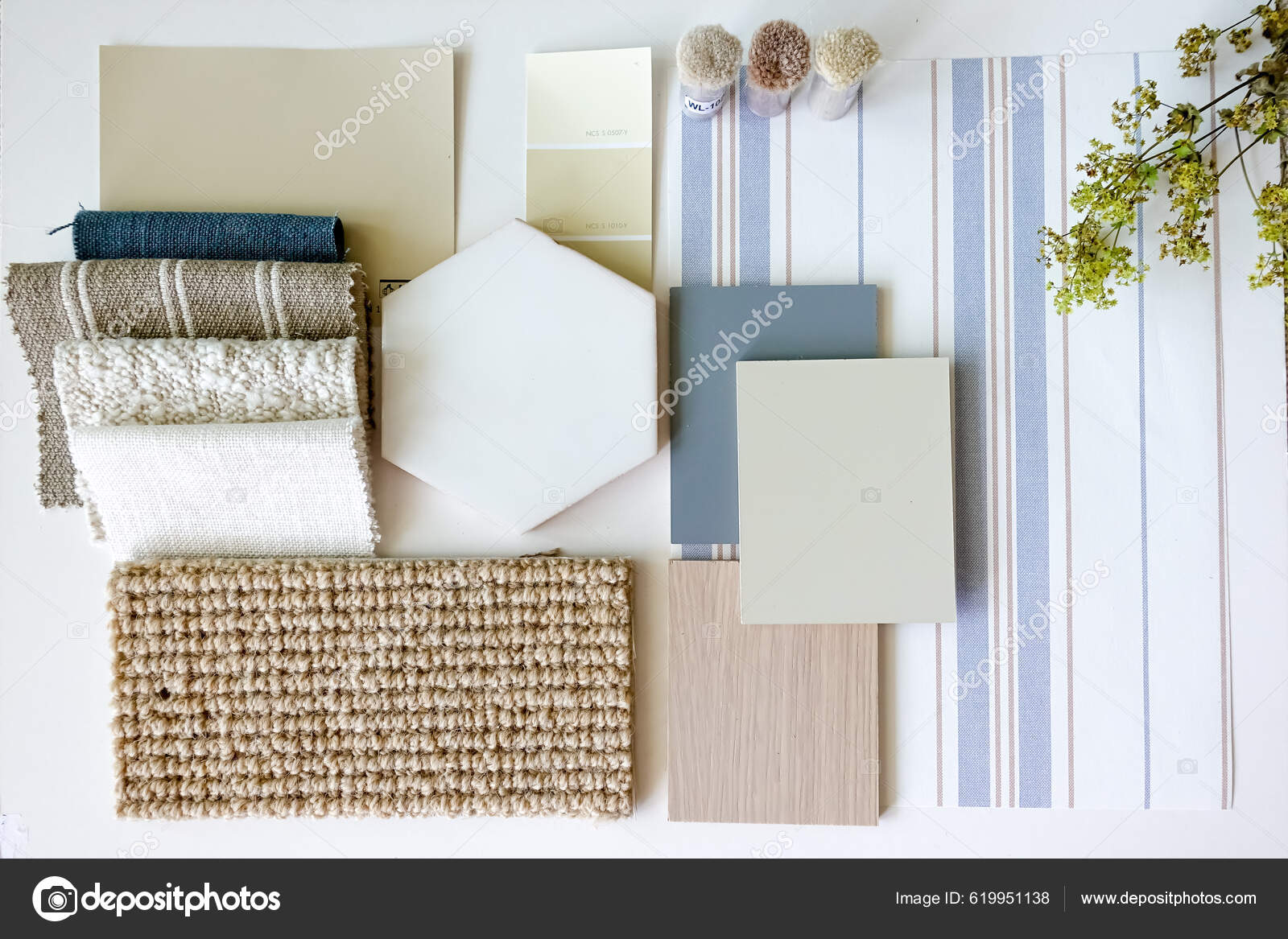 Dusty Blue Furniture Board Sample Board Mood Board Interior Design ...