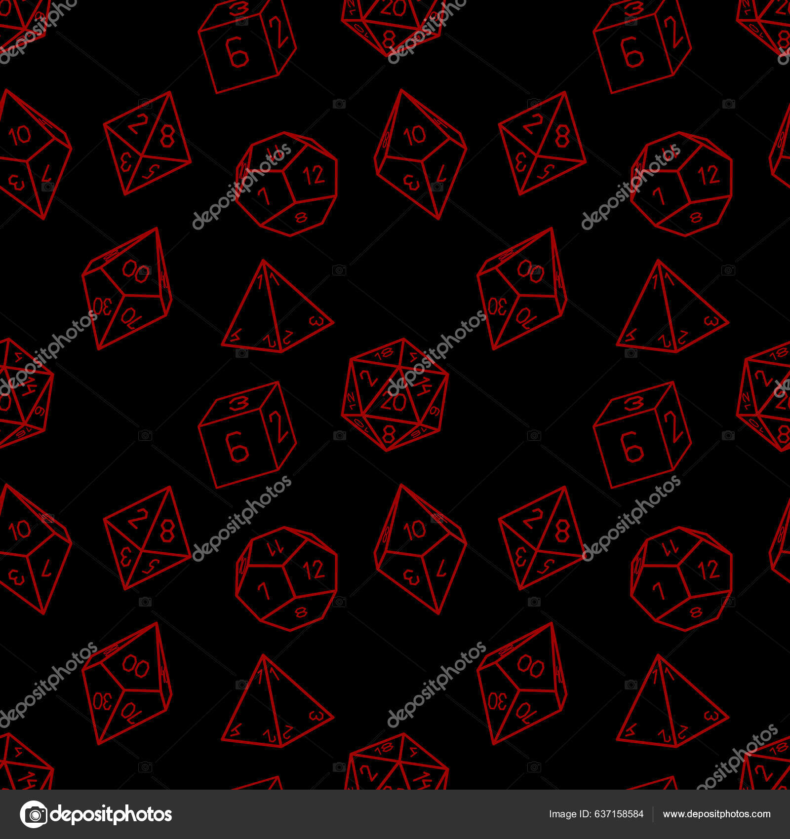 Seamless Pattern Dice Board Games Red Dice Black Background Stock ...
