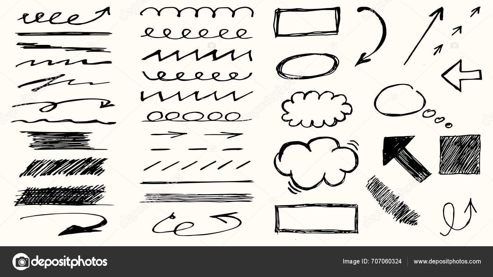 Elements Note Taking Highlighting Underlining Hand Drawn Style Text ...