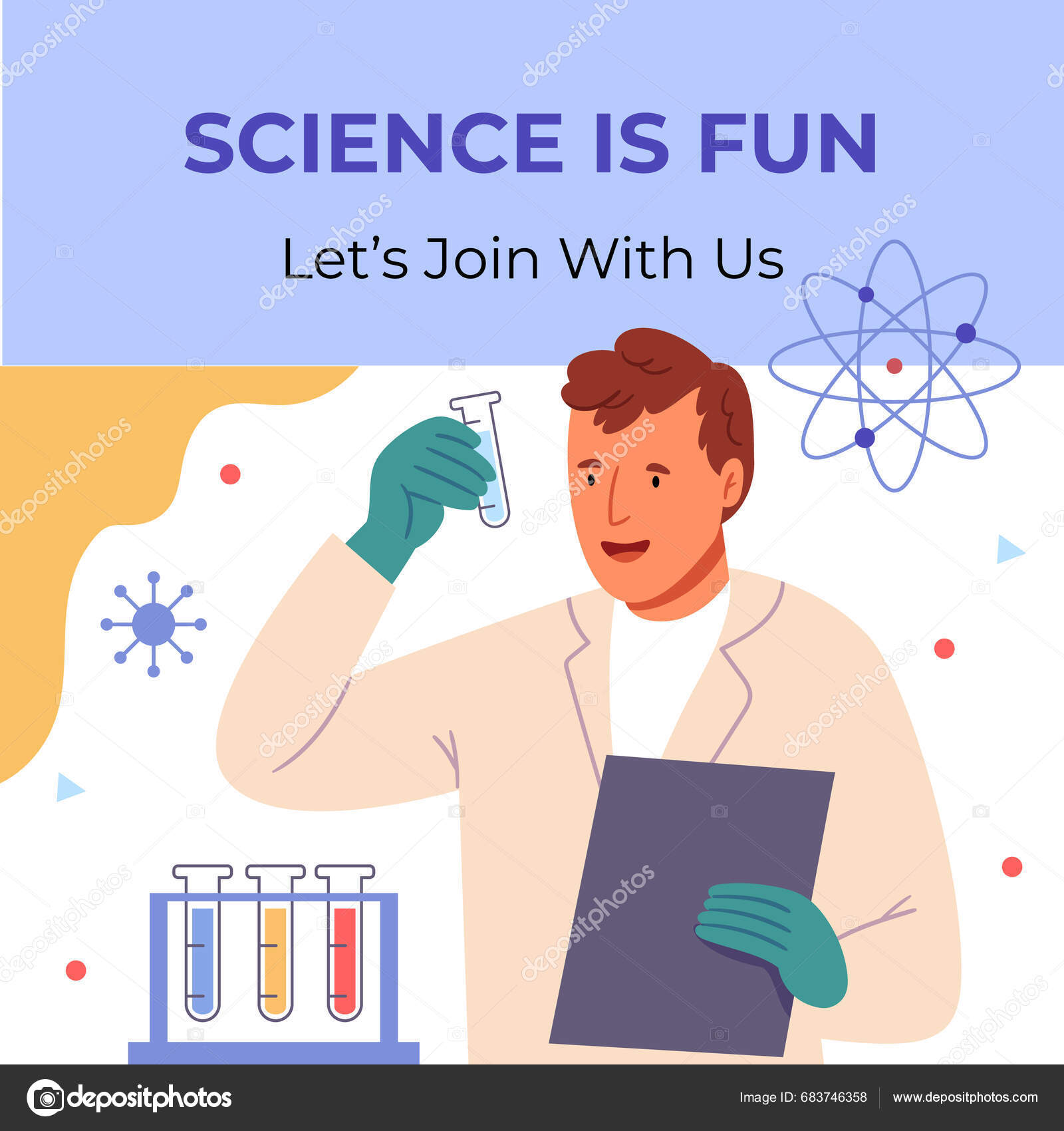 Science Research Isolated White Background Vector Illustration Flat ...