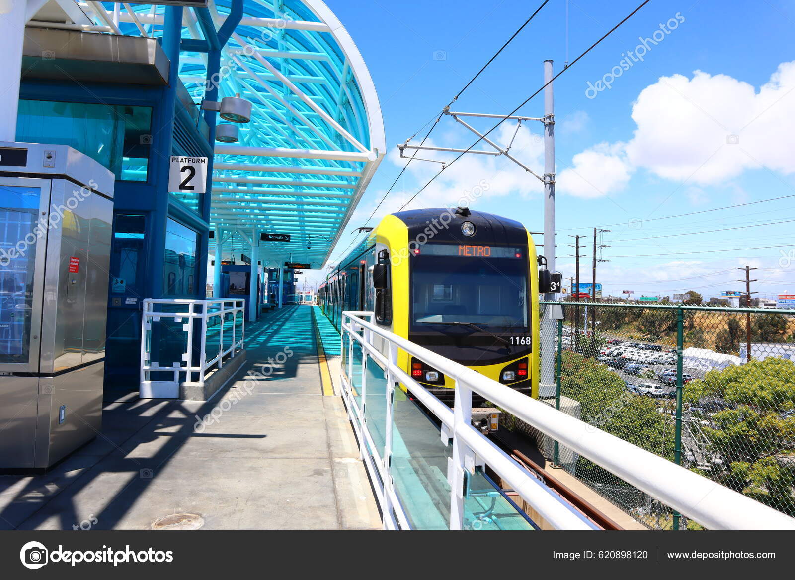 Los Ángeles California Mayo 2019 Vista Línea Verde Del Metro — Foto ...