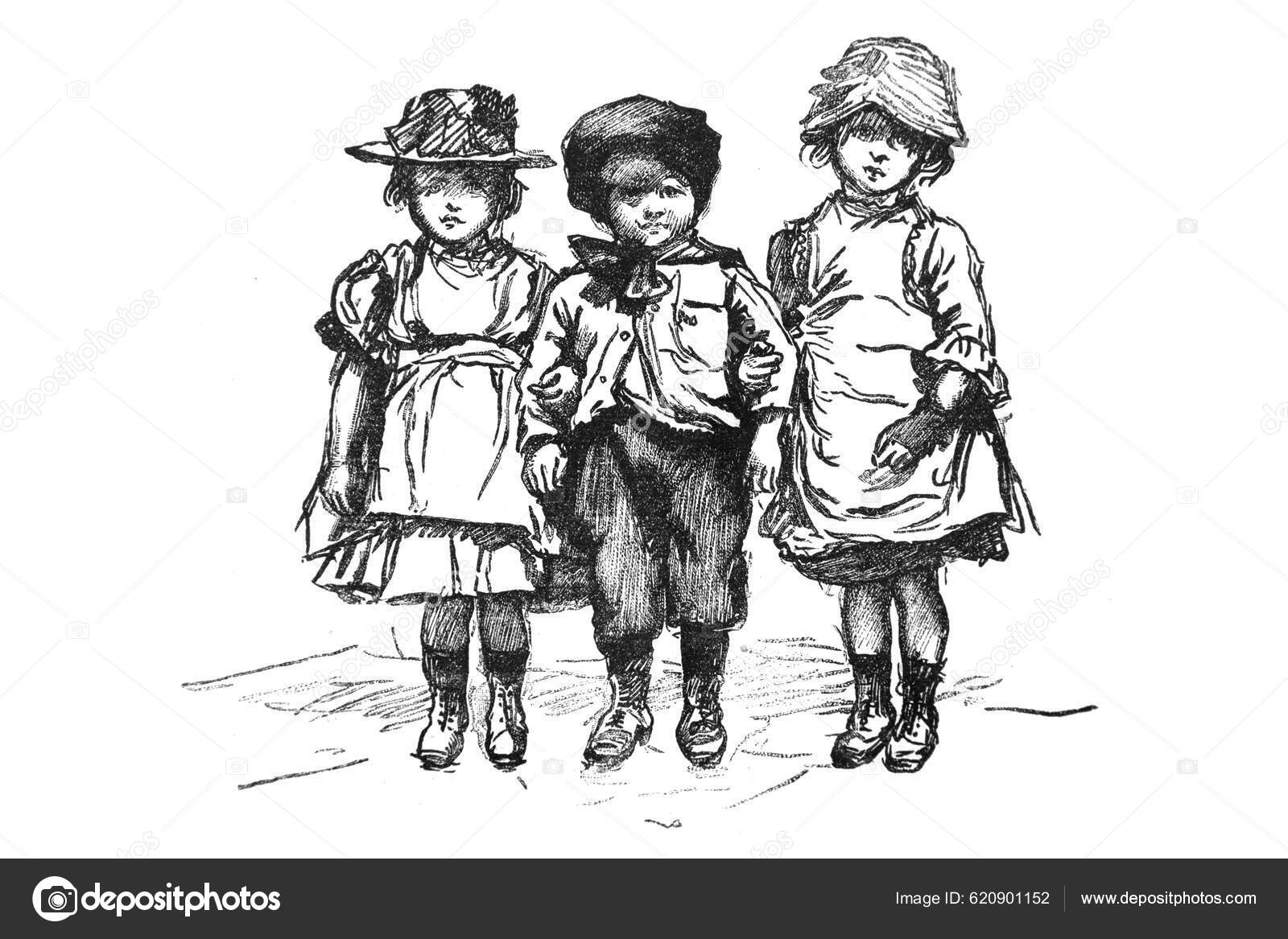 Old Vintage Retro Picture Group Young Women Stock Illustration by ©Walter_Cicchetti #620901152