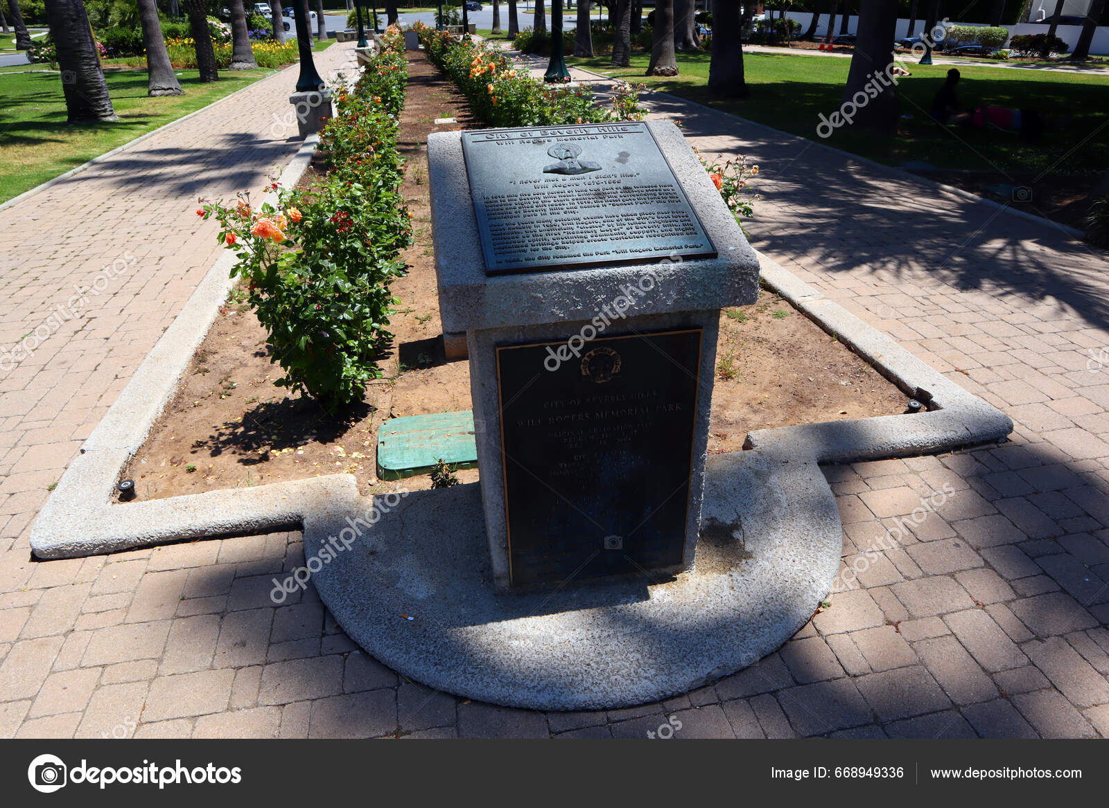 Beverly Hills California July 2023 Bronze Plaque Rogers Memorial Park – Stock Editorial Photo ...