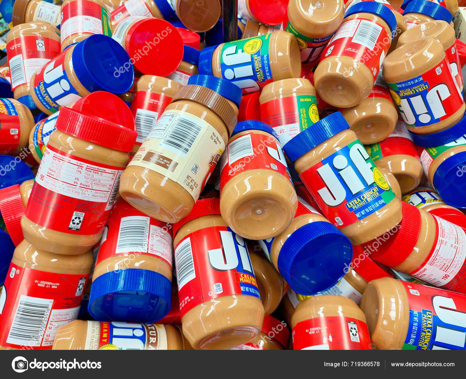Los Angeles California May 2024 Jif Peanut Butter Spread Jars — Stock ...
