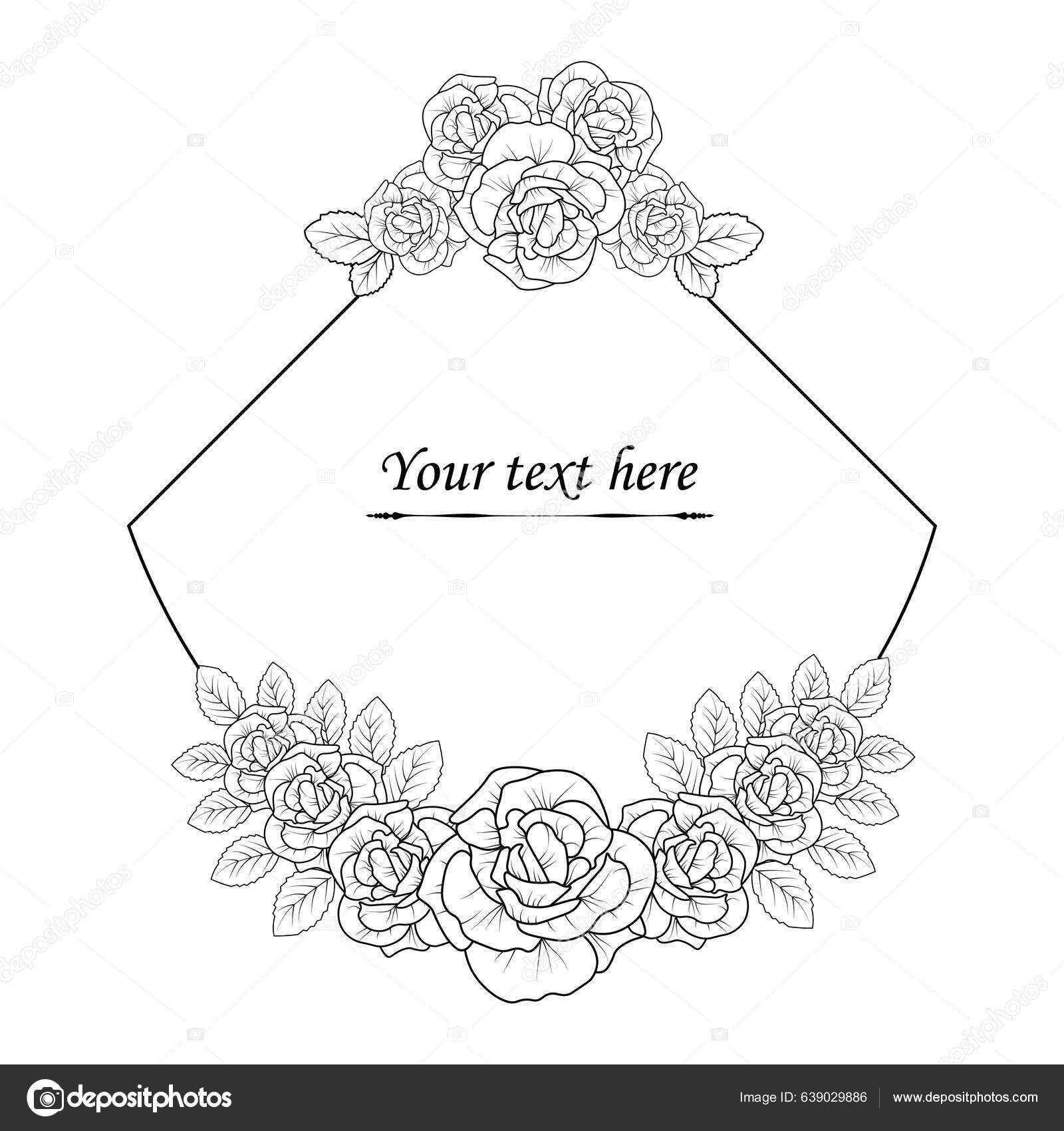 Rose Border Frame Vector Illustration Beautiful Floral Ornament ...