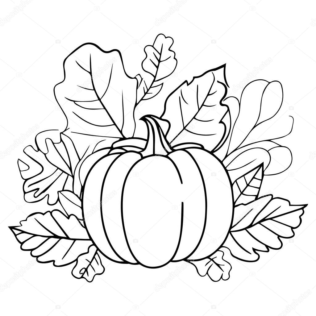 calabazas de otoño y hojas ilustración vectorial de dibujos animados ...