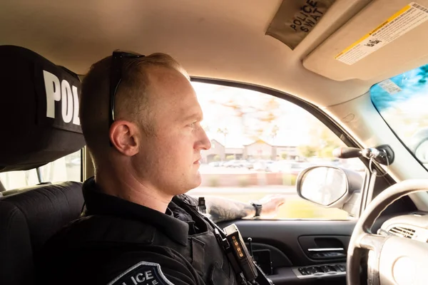 White Male Police Officer Hand Fingers Typing Keyboard Cop Vehicle ...