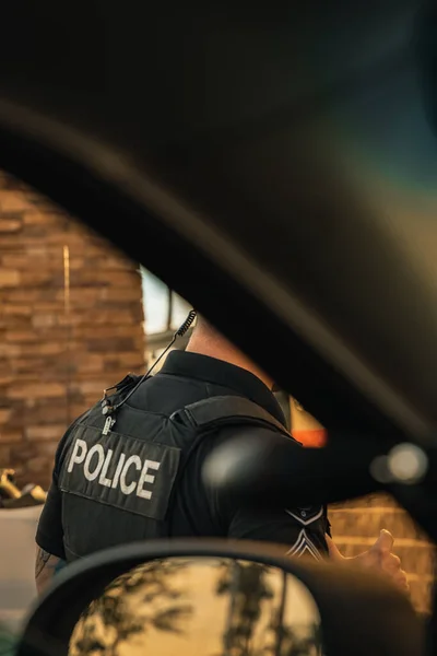 White Male Police Officer Hand Fingers Typing Keyboard Cop Vehicle ...