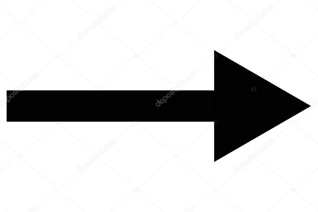 Icono de una flecha en punta recta. Flecha negra indicando dirección a ...