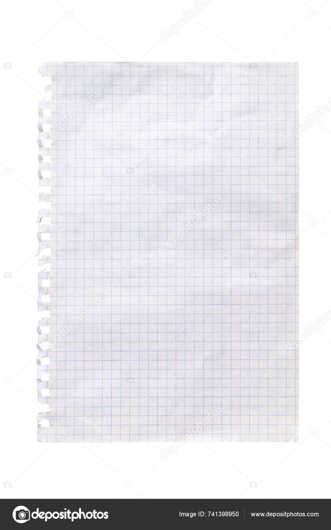 Torn Sheet White Checkered Paper Lies Flat Featuring Faint Grid — Stock ...