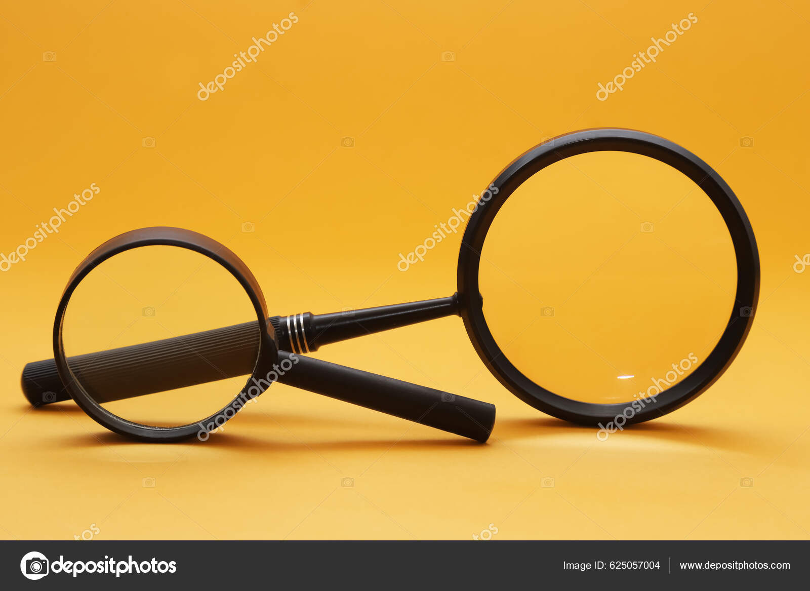 Two Magnifiers Different Sizes Orange Background Shallow Depth Field ...