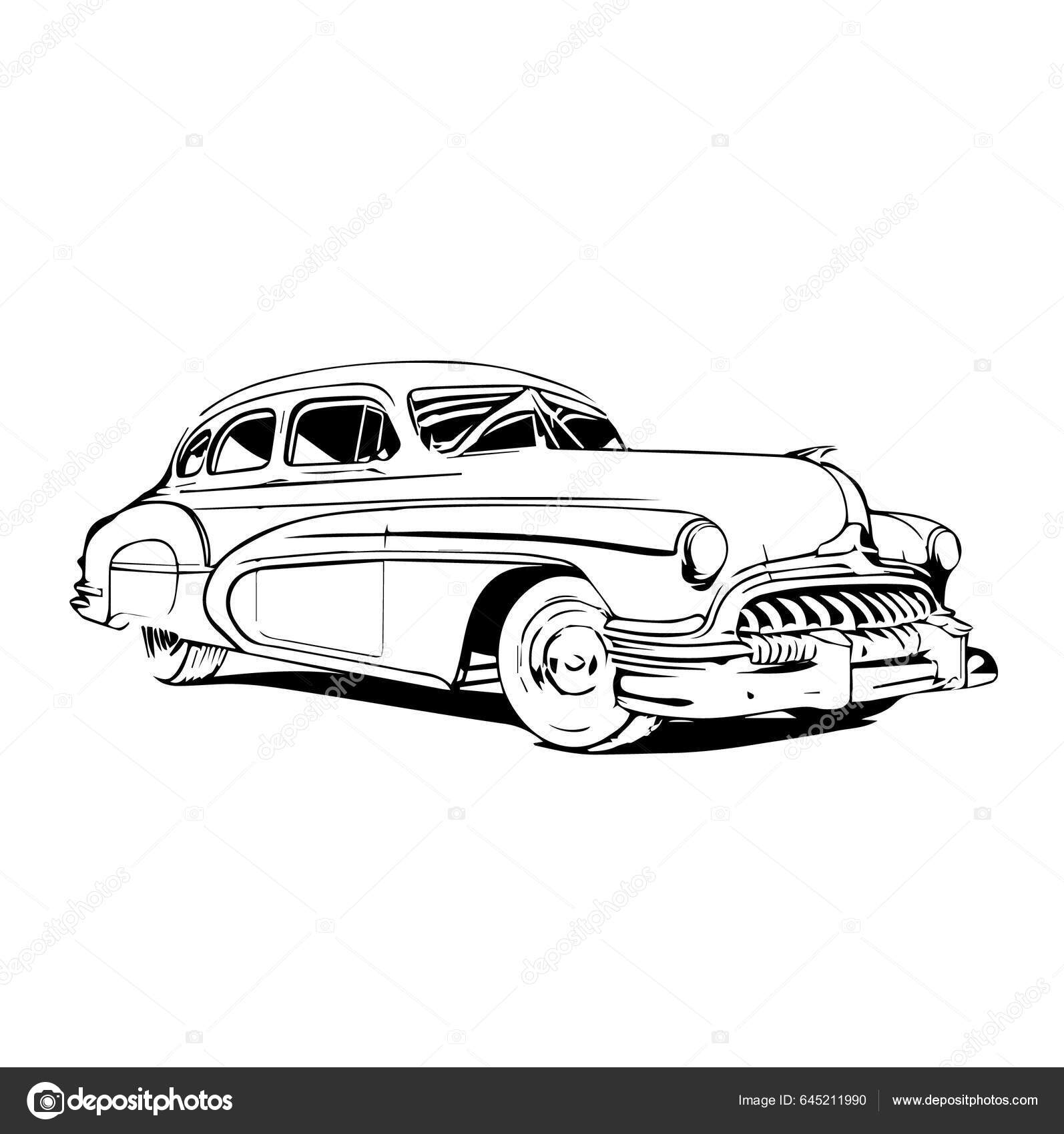 Contour Image Retro Car White Background Vector Illustration Stock ...