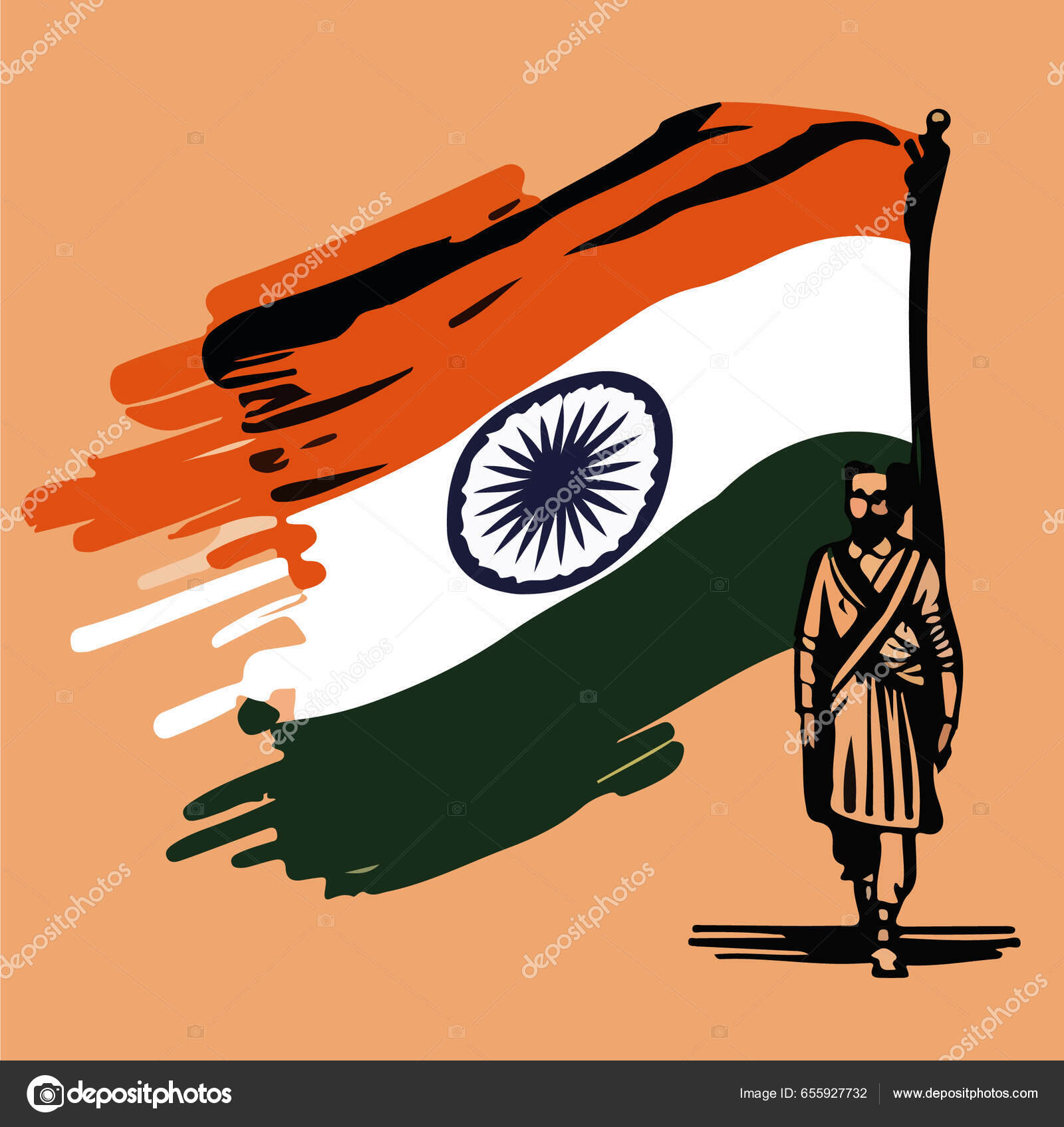 Waving Cartoon Flag India People Vector Illustration Stock Vector by ...