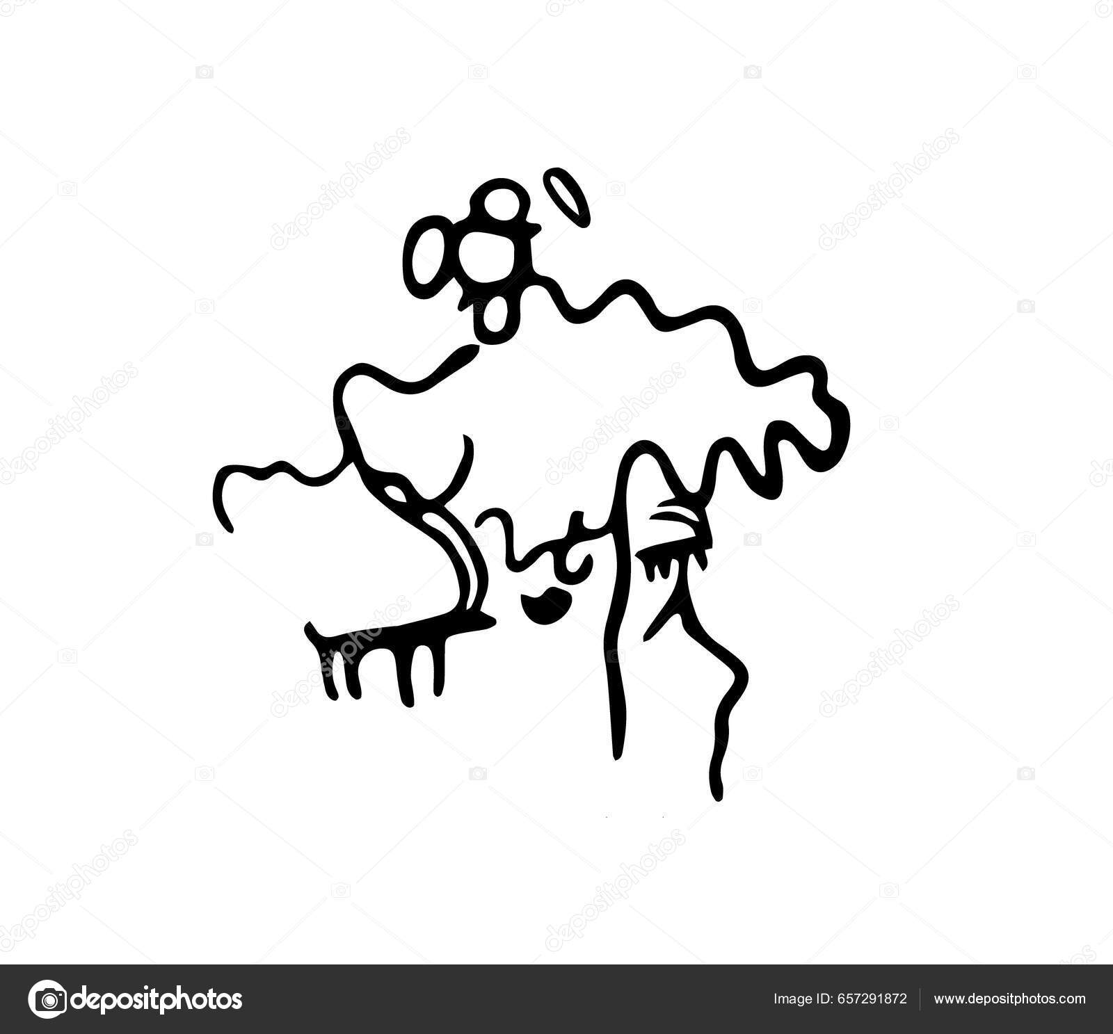 Rock Petroglyphs Depicting Invasion Predators People Defending Domestic ...