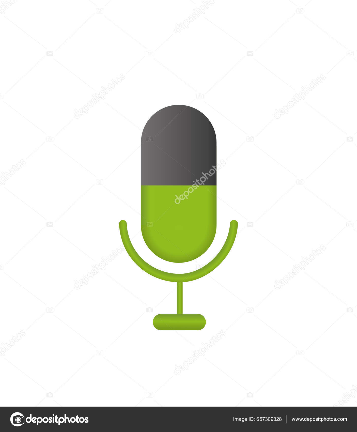 Vector Illustration Desktop Microphone Icon Green Color Isolated White ...
