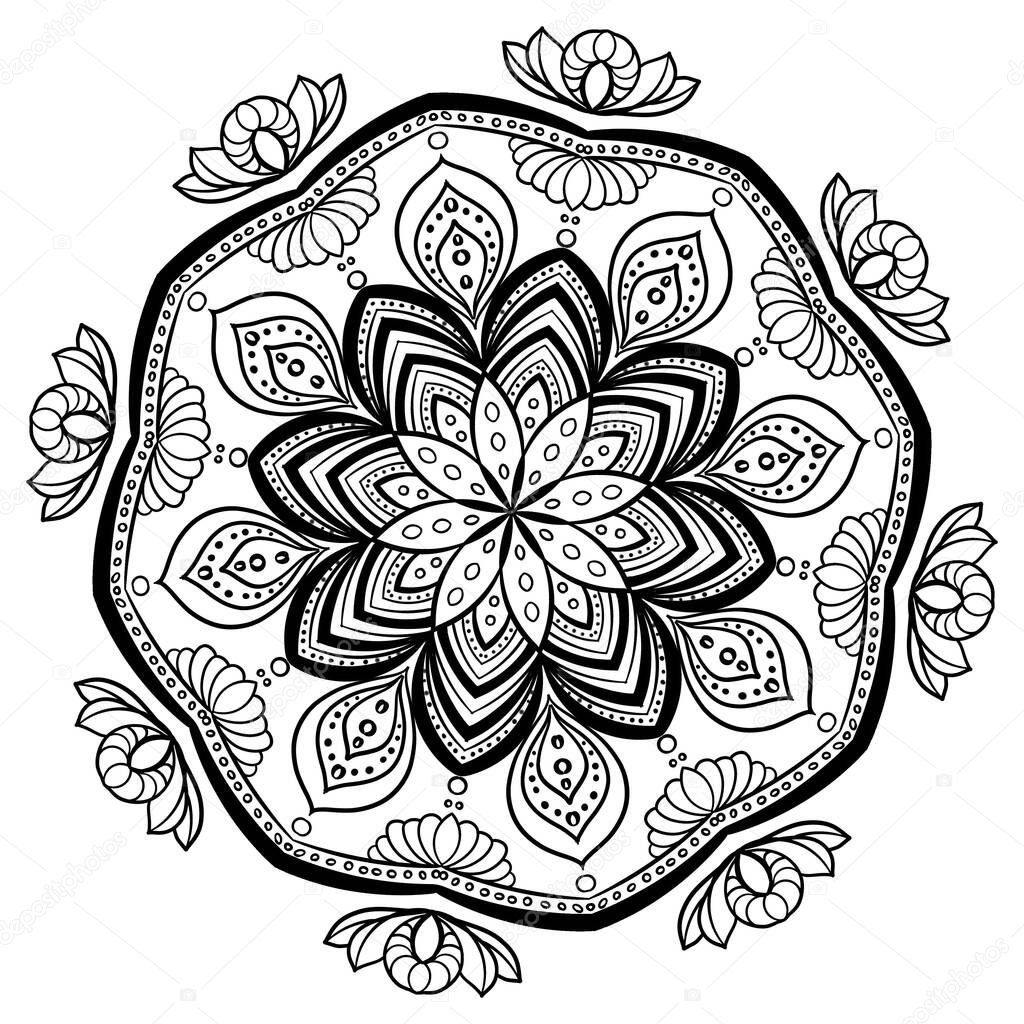 Mandalas básicas para colorear para niños. Patrón geométrico de ...