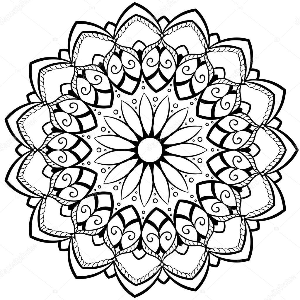 Mandalas básicas para colorear para niños. Patrón geométrico de ...