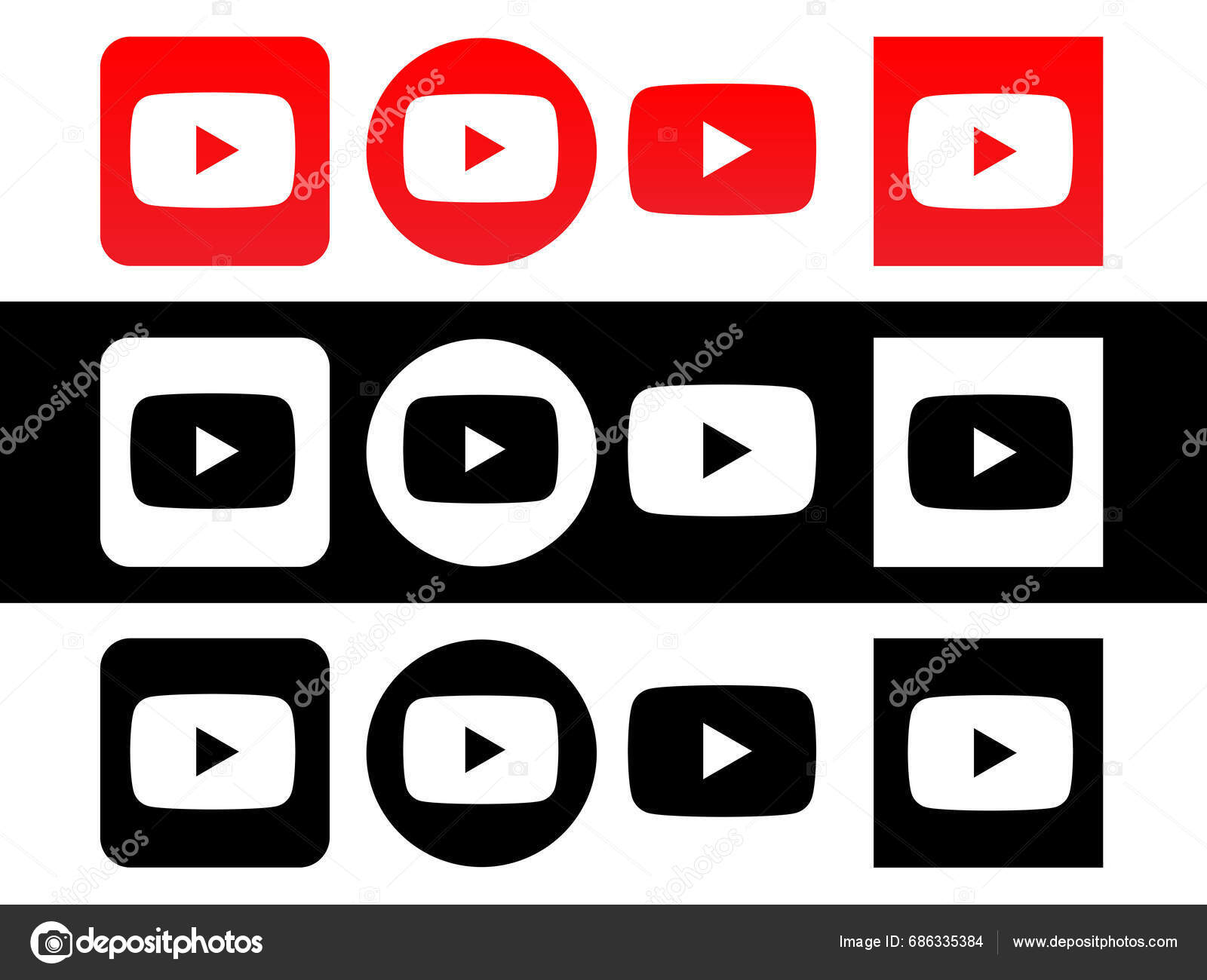 Set Design Youtube Logo Vector Stock Vector by ©visualuck 686335384