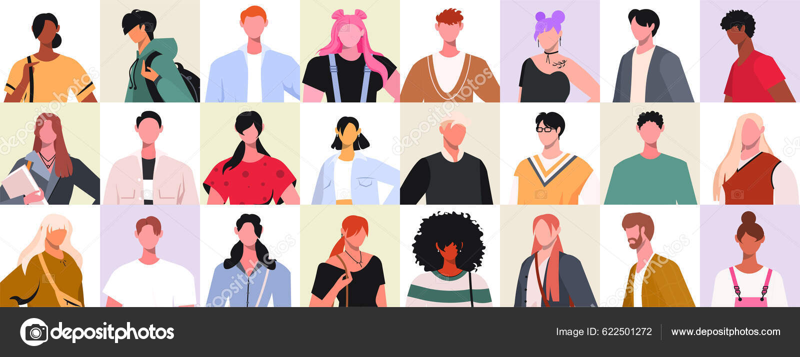 Gente Cabeza Retratos Conjunto Diversos Hombres Mujeres Enfrentan ...