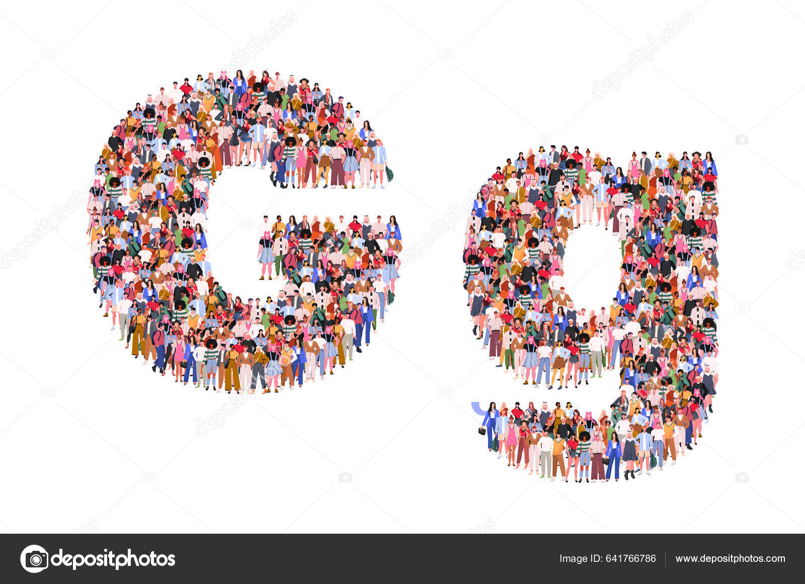 Large Group People Letter Form People Standing Together Letter Alphabet ...