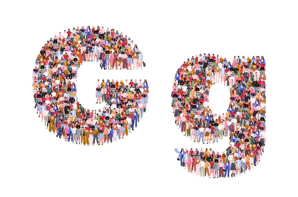 Large Group People Letter Form People Standing Together Crowd Male Stock Vector by ©HourGlas ...
