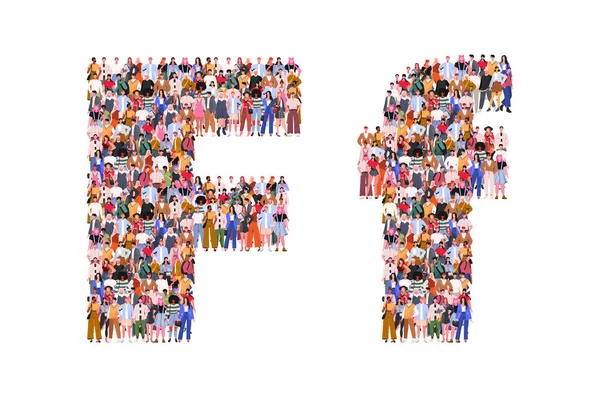 Large Group People Letter Form People Standing Together Crowd Male Stock Vector by ©HourGlas ...