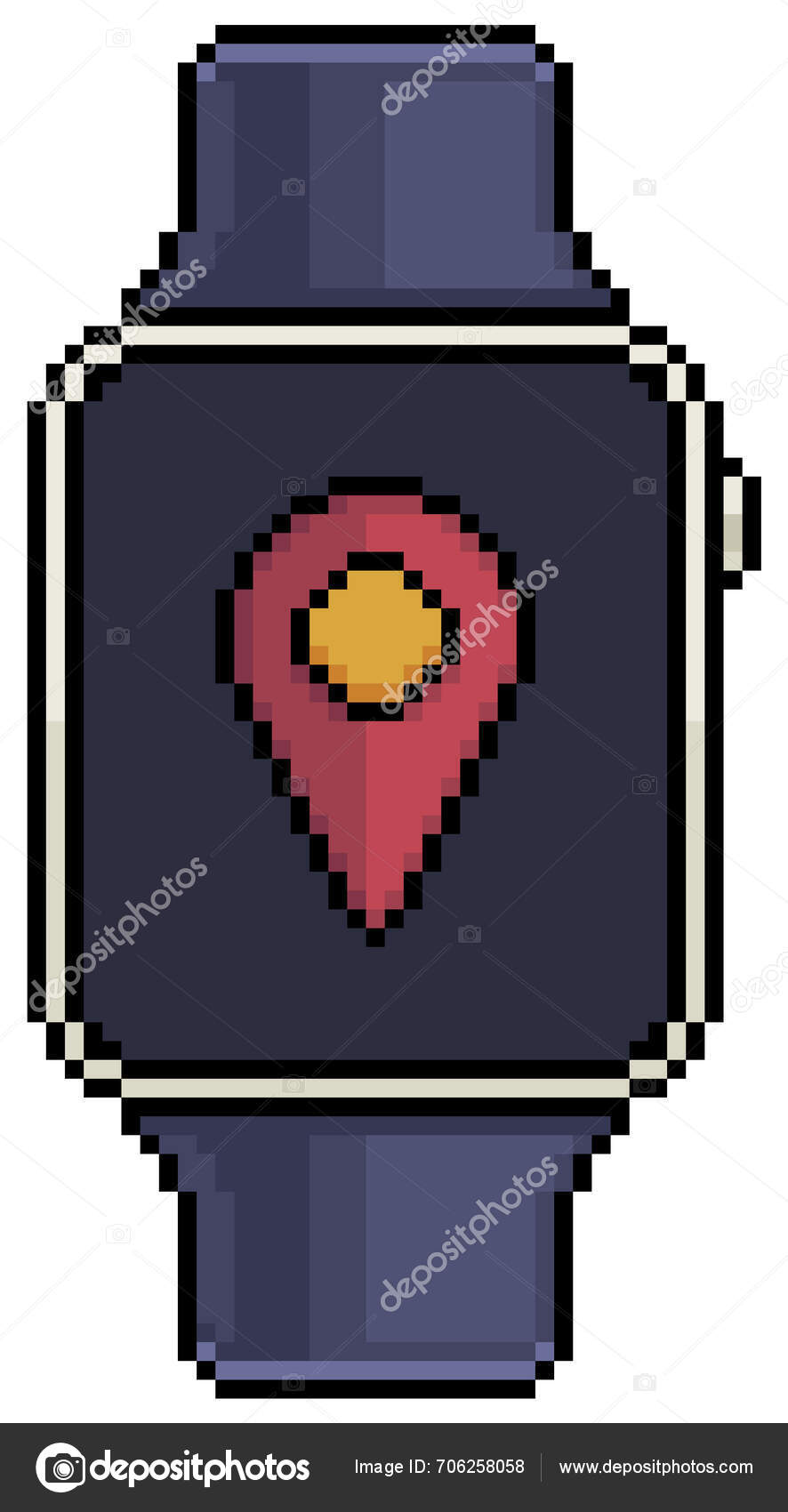 Pixel Art Smartwatch Gps Location Icon Vector Icon 8Bit Game Stock ...
