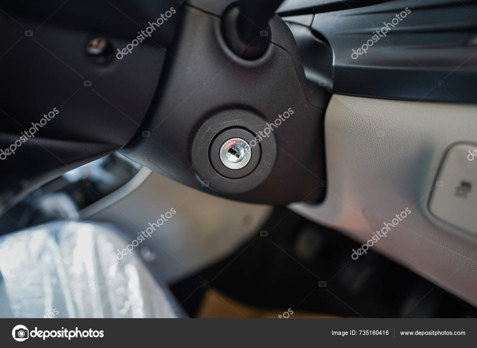 Car Ignition Keyhole Close Stock Photo Car Steering Column Key — Stock ...