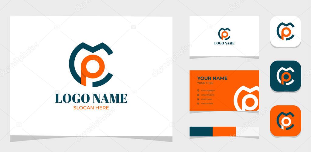 Logo de la plantilla Letra inicial creativa M y P o P y M en forma de c rculo. Plantilla ...