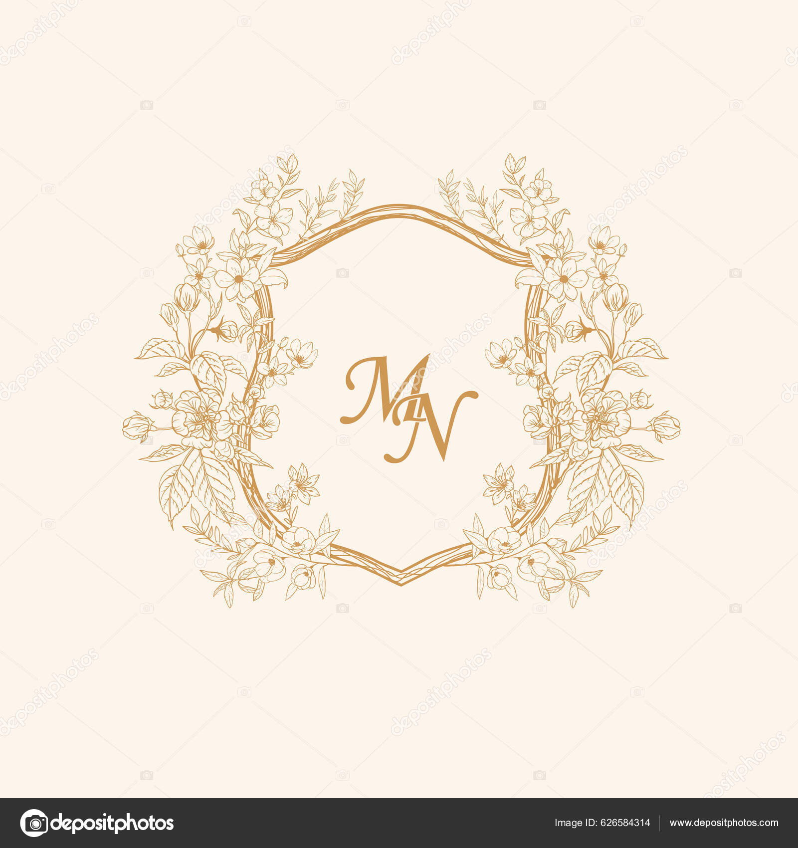 Initial Wedding Monogram Logo Crest Wedding Logo Design Custom Wreath Stock Vector by ©naeem1268 ...