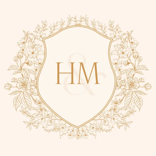 Initial Wedding Monogram Logo Crest Wedding Logo Design Custom Wreath ...