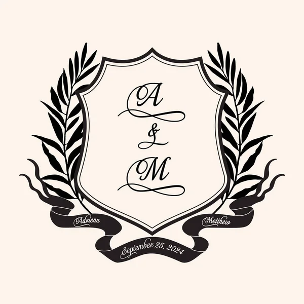 Initial Wedding Monogram Logo Crest Wedding Logo Design Custom Wreath Stock Vector by ©naeem1268 ...