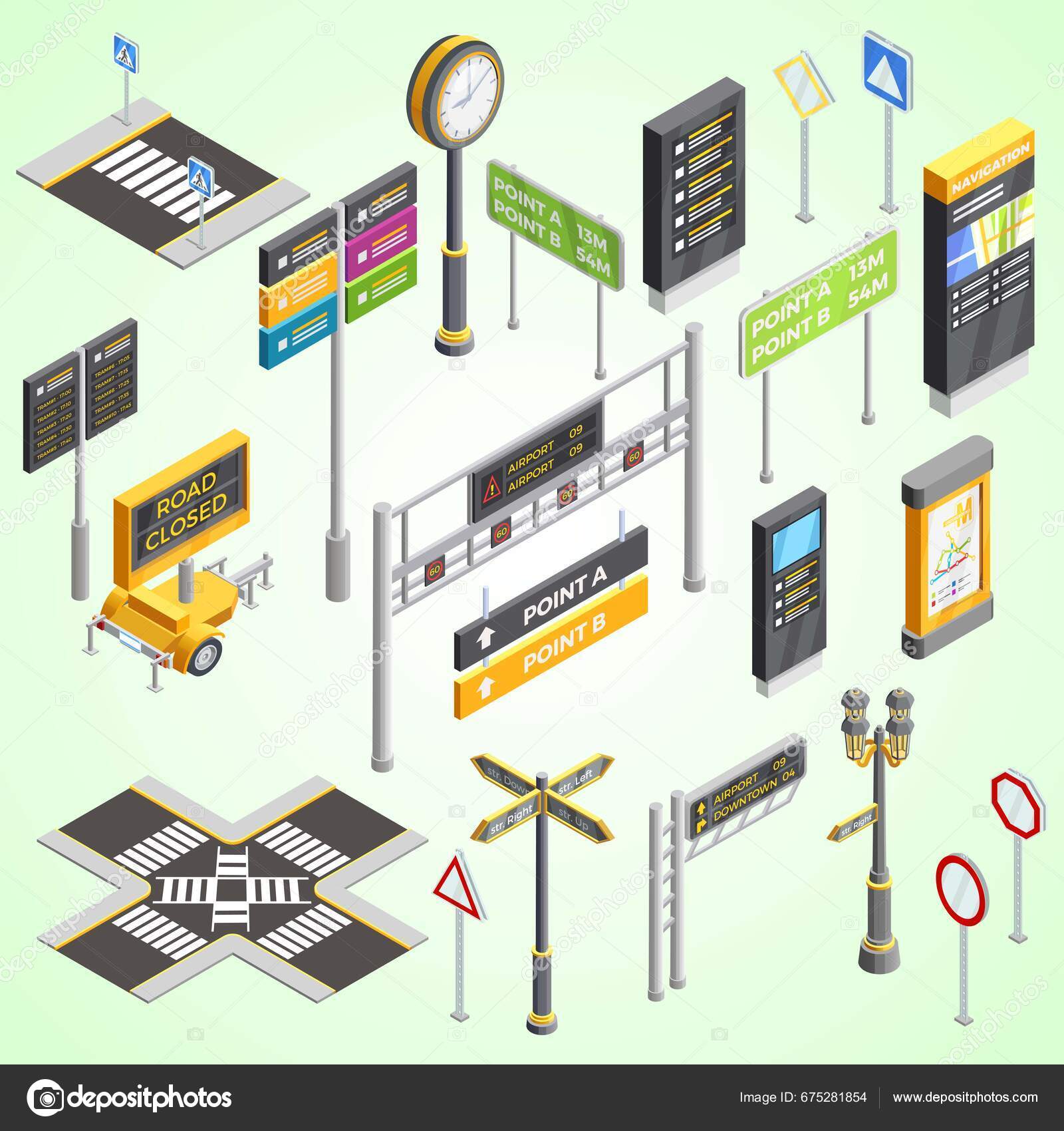 Isometric Vector Illustration Road Signs Stock Vector by ©logoreference ...
