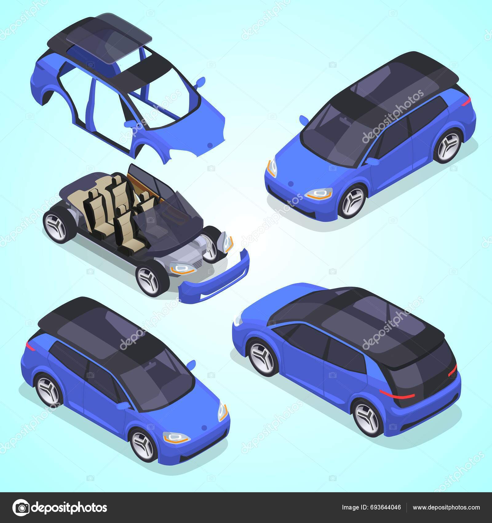 Isometric Car Blue Background Stock Vector by ©logoreference 693644046