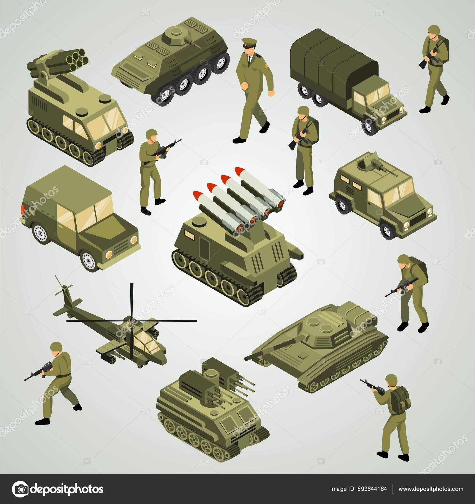 Set Military Isometric Icons Stock Vector by ©logoreference 693644164